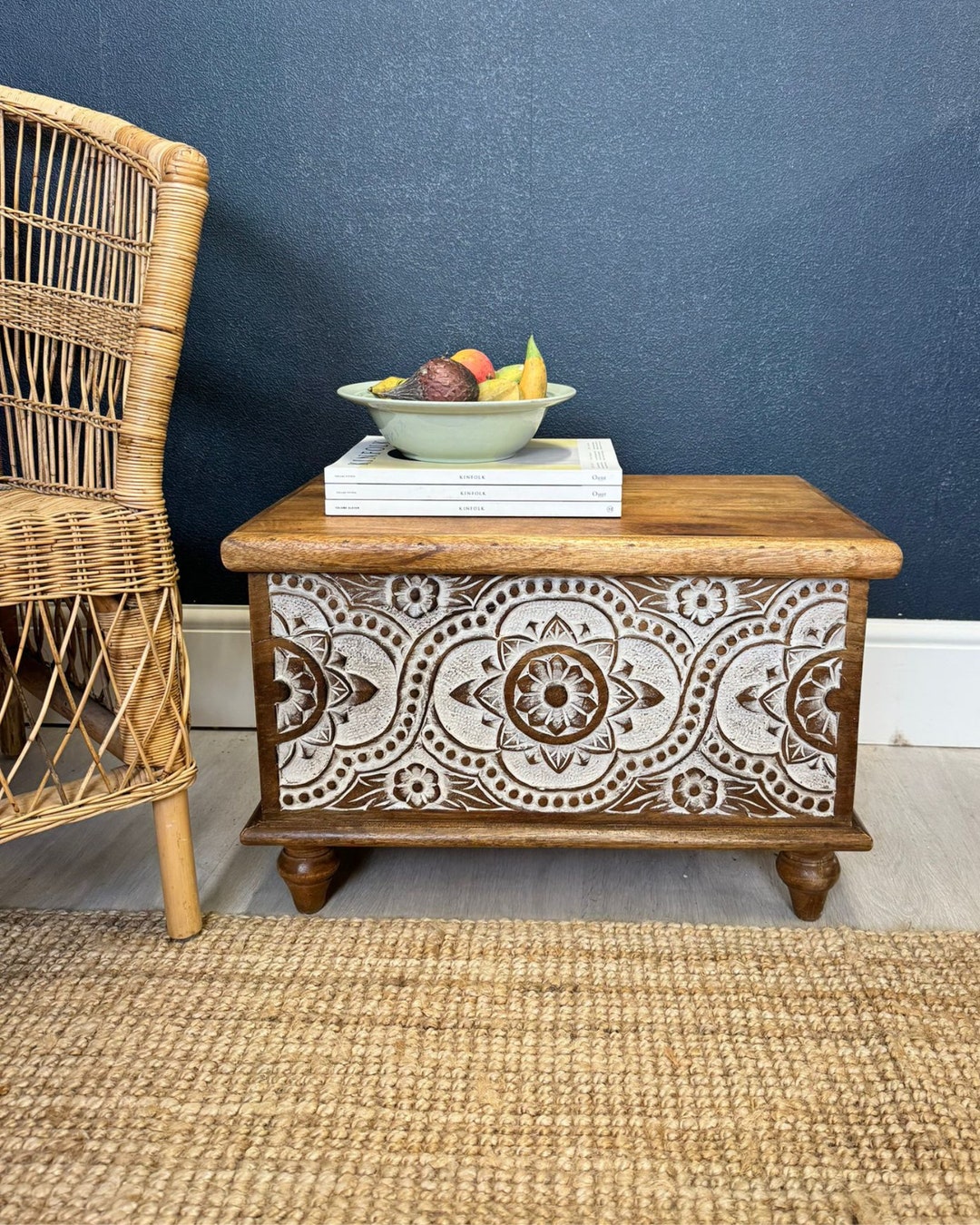 Ornately Carved Mango Wood Storage Chest - Etsy
