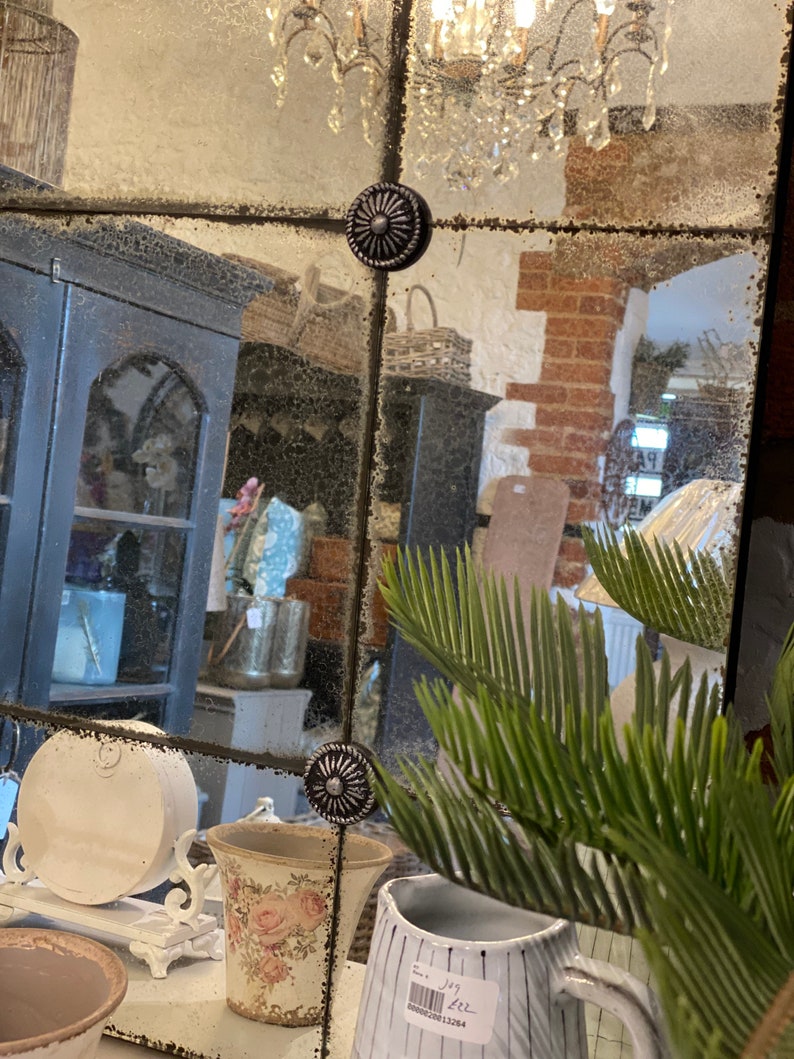 Beautiful French Cafe Mirror with Metal Flowers | Etsy