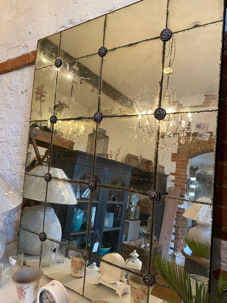 Beautiful French Cafe Mirror with Metal Flowers | Etsy