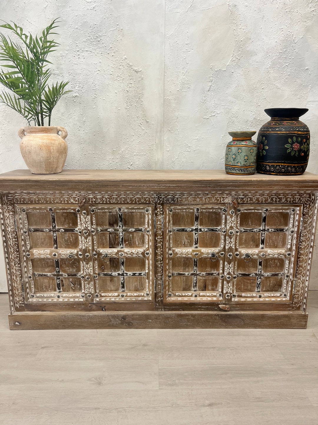 Carved 4 Door Sideboard Made From Mango Wood - Etsy UK