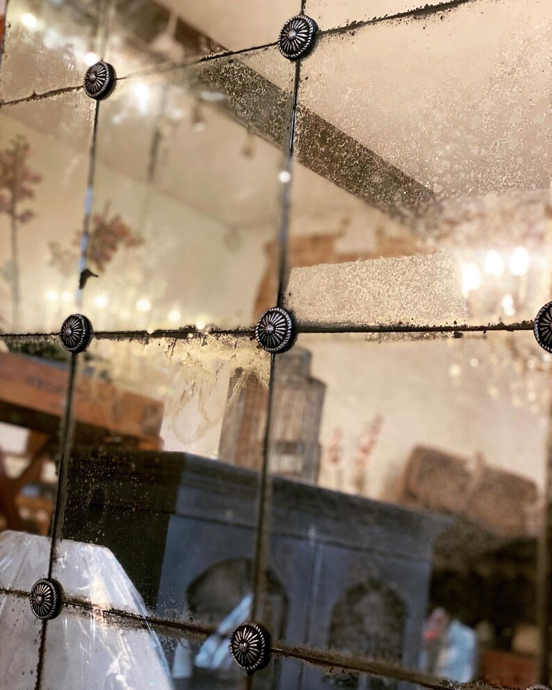 Beautiful French Cafe Mirror with Metal Flowers | Etsy