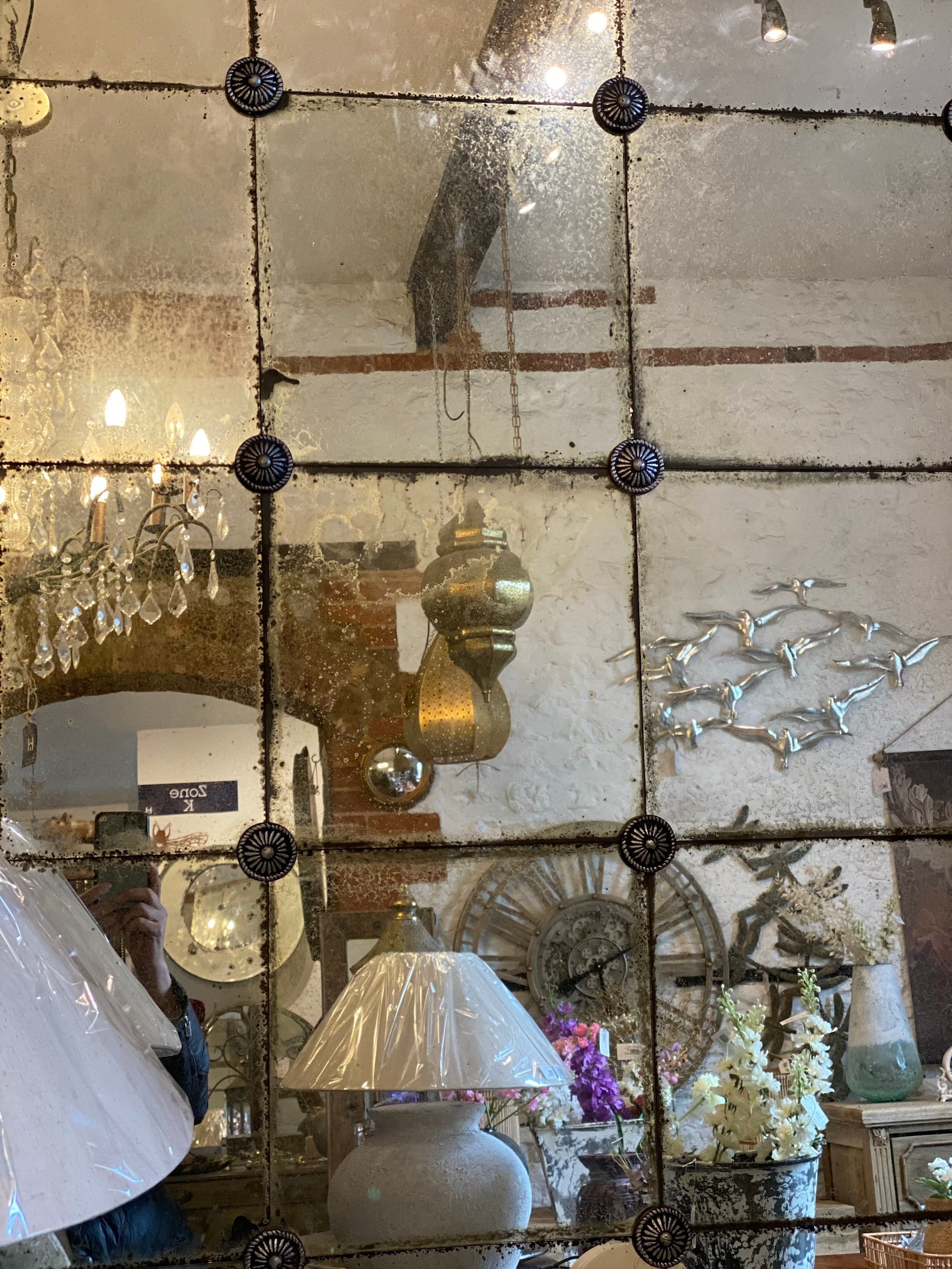 Beautiful French Cafe Mirror with Metal Flowers | Etsy