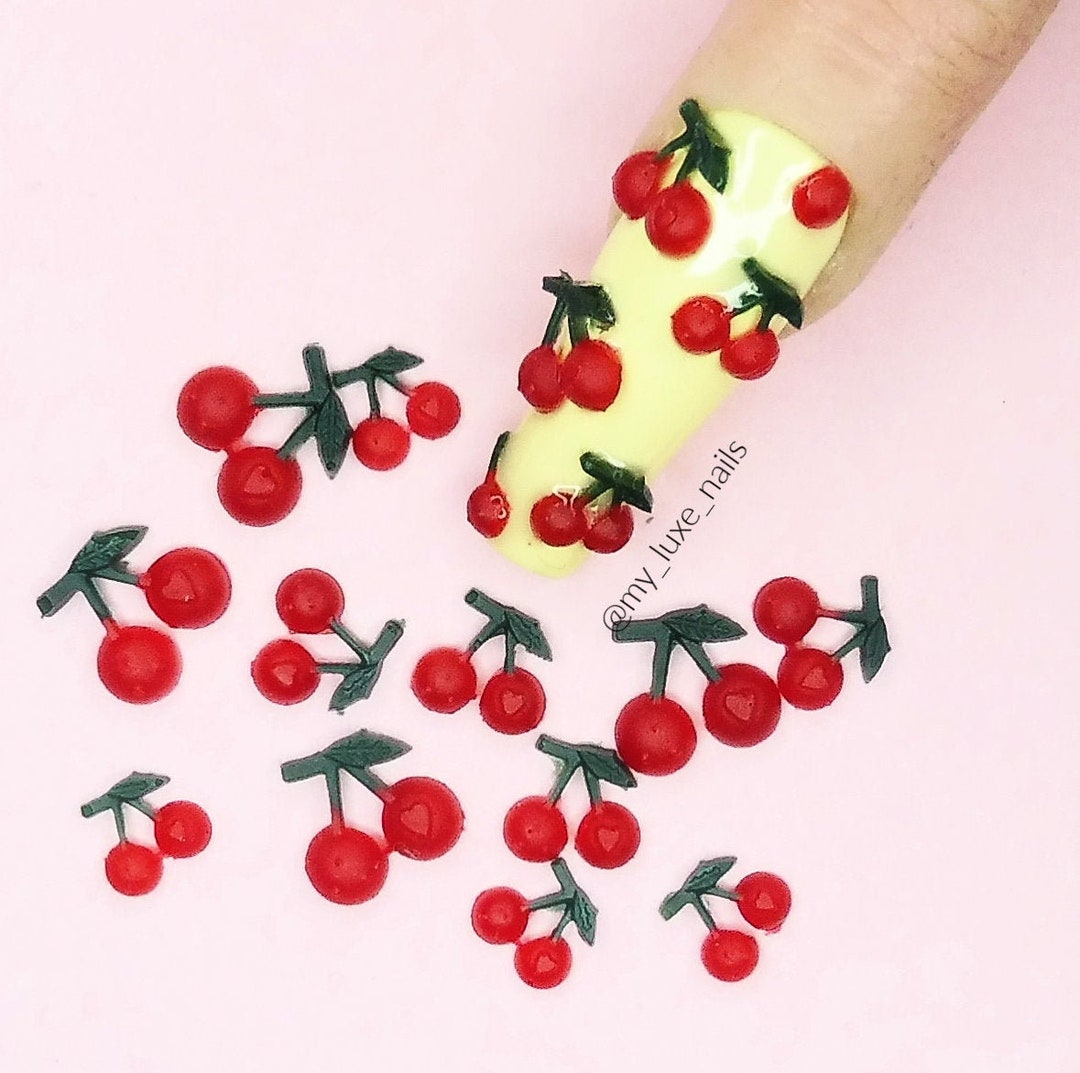 3D Acrylic Cherries, 3D Cherry Nail Art, Nail Charms, Nail Decoration ...