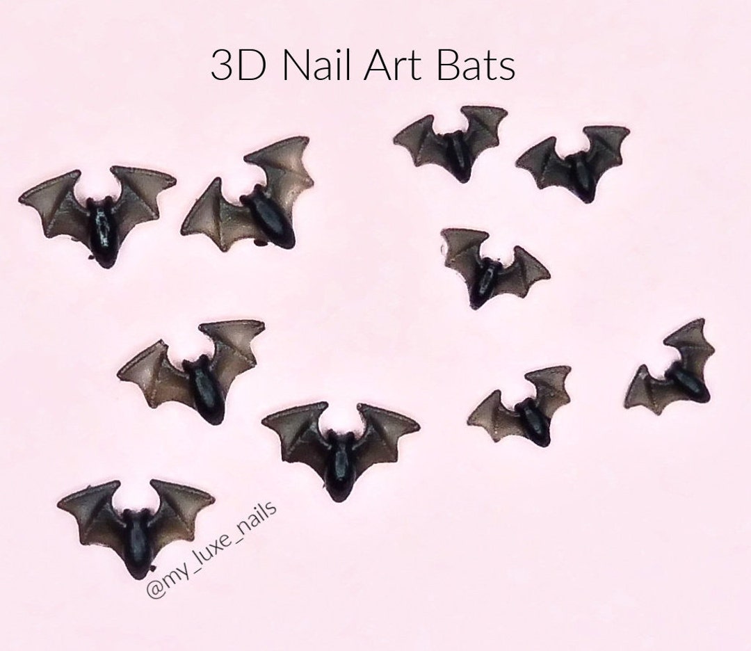 3D Gel Bats Black/transparent | Nail Art | Nail Charms | Nail ...