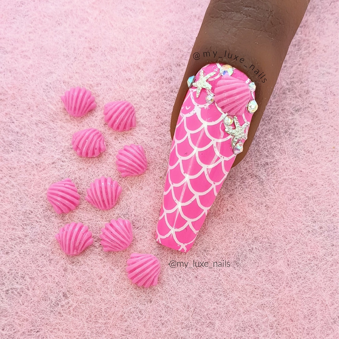 Hot Pink 3D Resin Nail Art Seashells | Nail Art | Nail Charms | Nail ...
