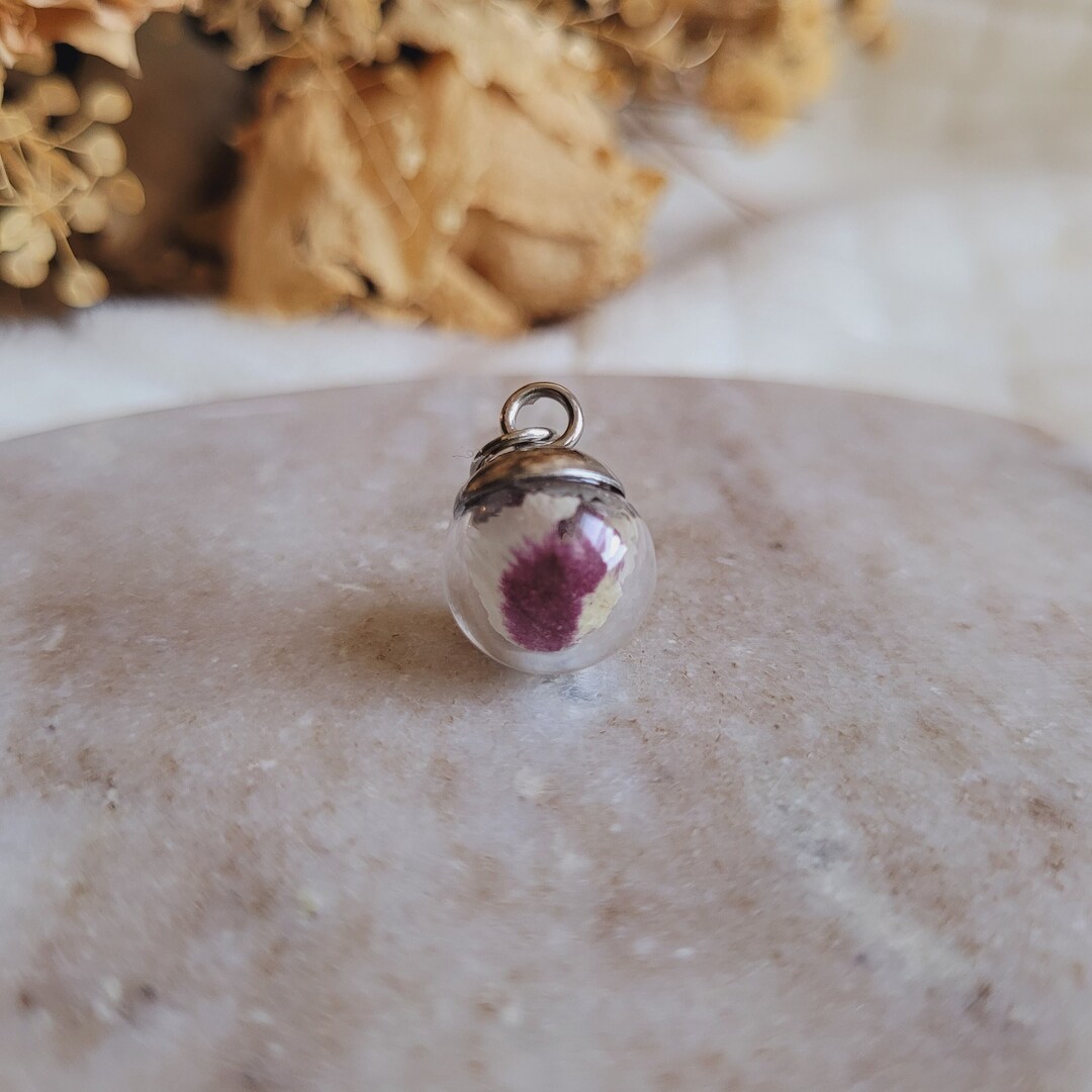 Glass Sphere Pendant With Dried Sweet William Flowers. Sold Alone or ...