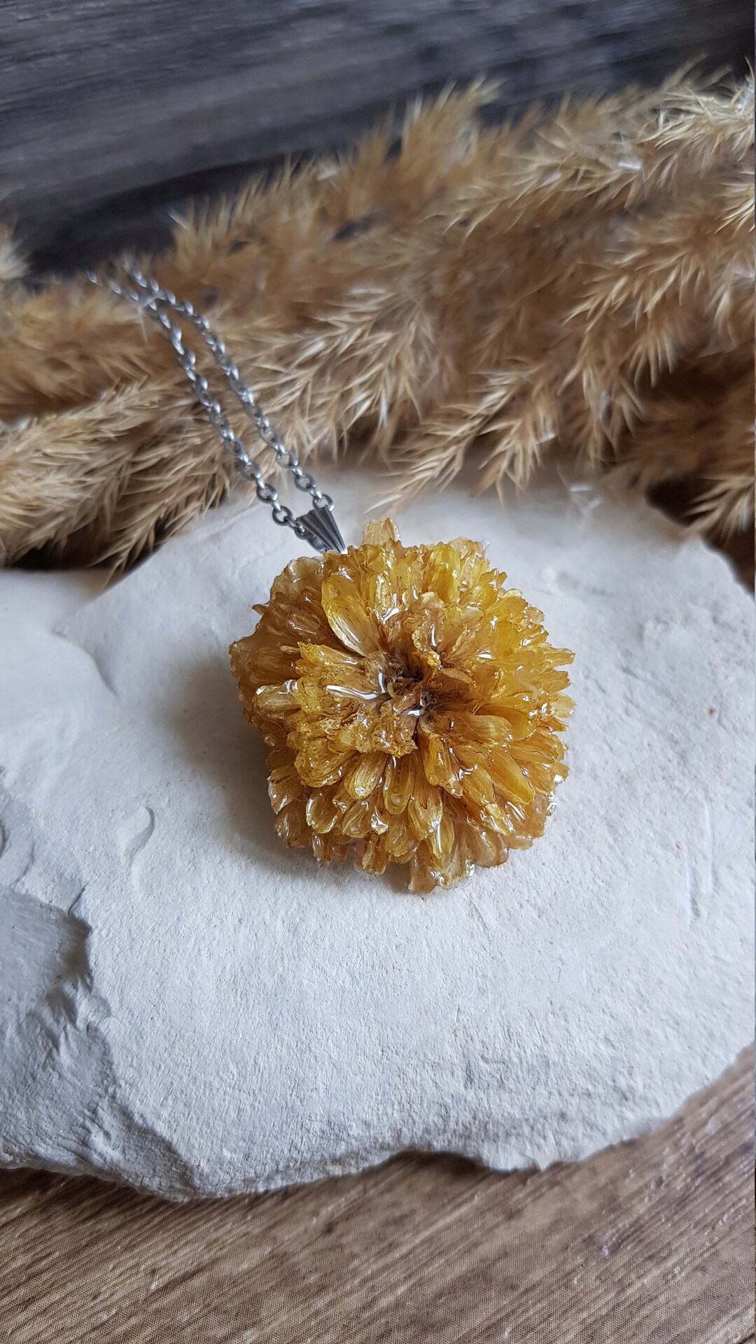 Crystallized Dried Chrysanthemum Flower Pendant. Sold Alone or With a ...