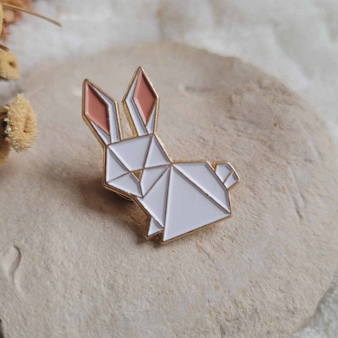 Origami Rabbit Pin. Enamel Pin. Origami Shaped Pin. Enamel Rabbit Pin ...