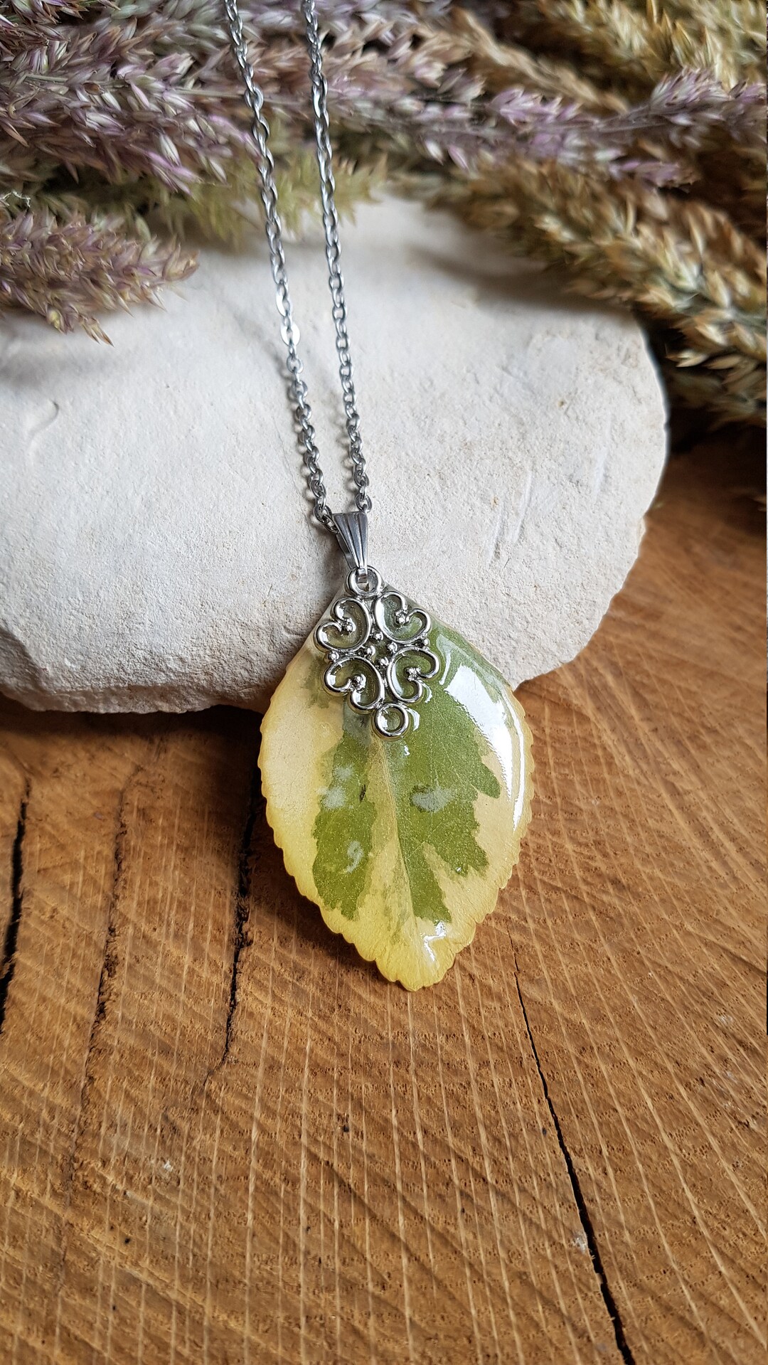 Crystallized Fusain Leaf Pendant, Sold Alone or With a Chain. Nature ...