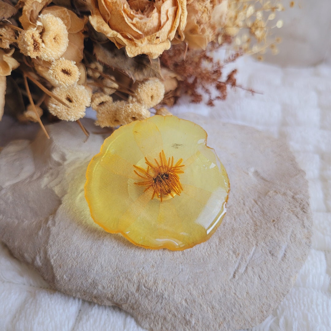 California Poppy Flower Pin. Crystallized Flower Pin. Crystallized ...