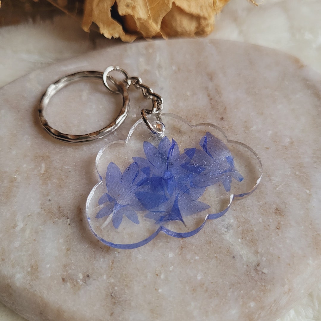 Dried Cornflower Cloud Key Ring. Natural Dried Flower Key Ring. Back to ...