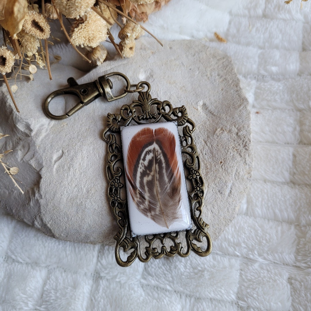 Natural Rooster Feather Key Ring. Feather Key Ring. Vintage Baroque ...