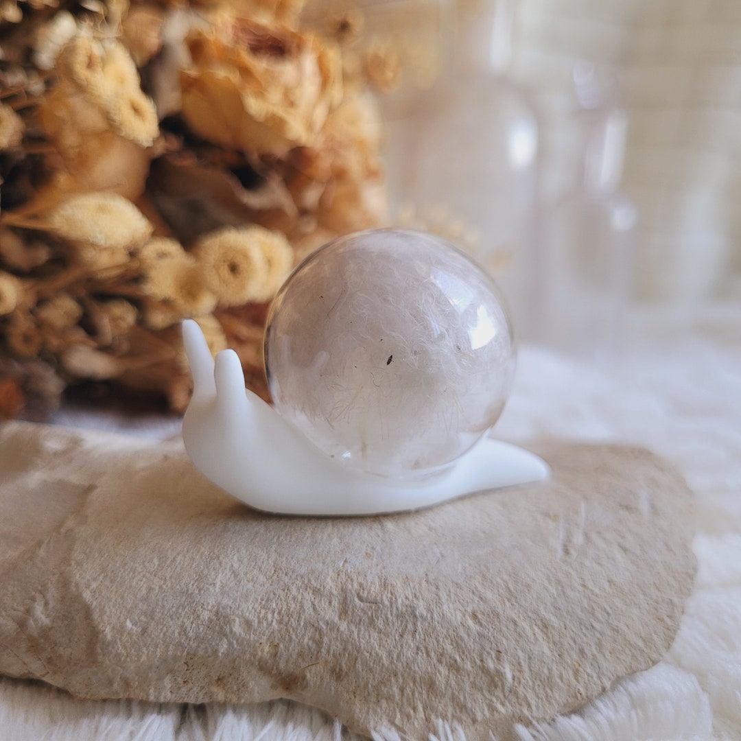 Decorative Resin Snail With Glass Sphere Shell With Natural Turtledove ...