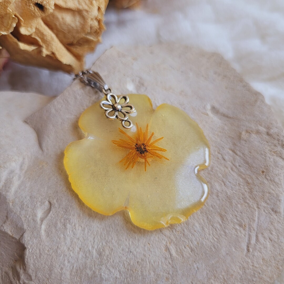 Crystallized California Poppy Dried Flower Pendant. Sold Alone or With ...
