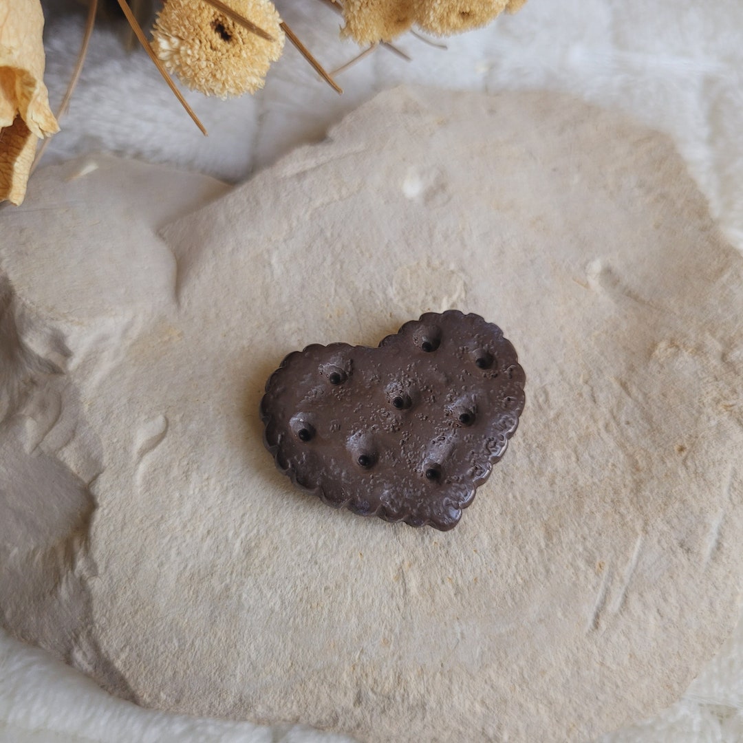 Chocolate Heart Shortbread Cookie Magnet in Resin. Gluttony Magnet ...