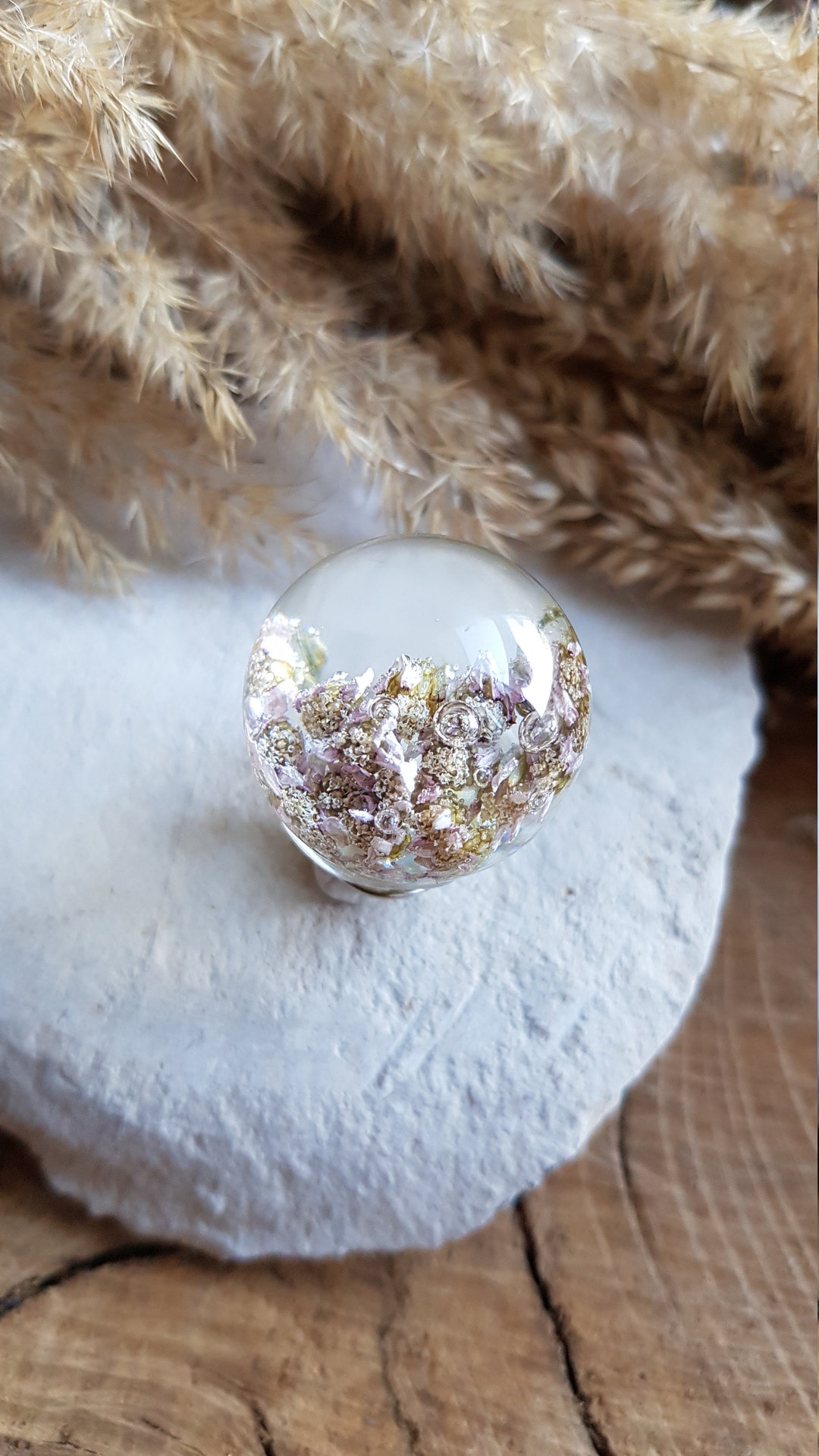 Dried Achillea Flower Pin. 2.5 Cm Sphere Pin. Dried Flower Brooch ...