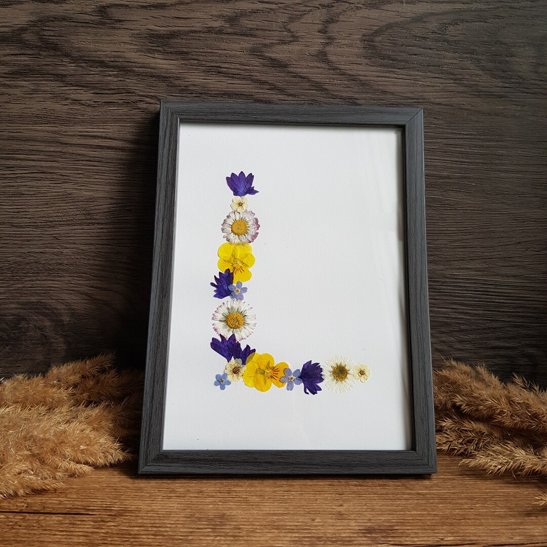 Letter L Frame Made of Natural Dried Flowers. Rectangular Frame 13 X 18 ...