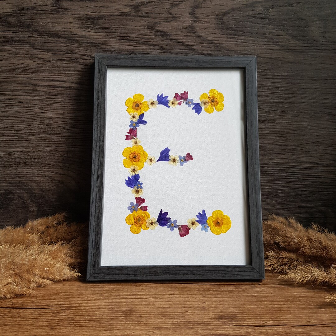 Letter E Frame Made of Natural Dried Flowers. Rectangular Frame 13 X 18 ...