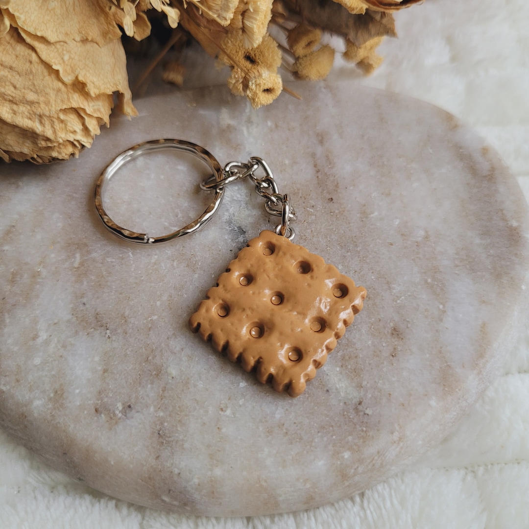 Square Resin Biscuit Keyring – a Delicious Bag Charm, Ideal as a Gift ...
