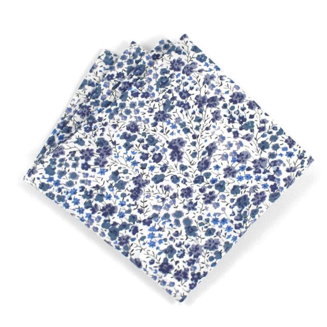 Liberty Phoebe Blue and White Flower Pocket Square - Etsy