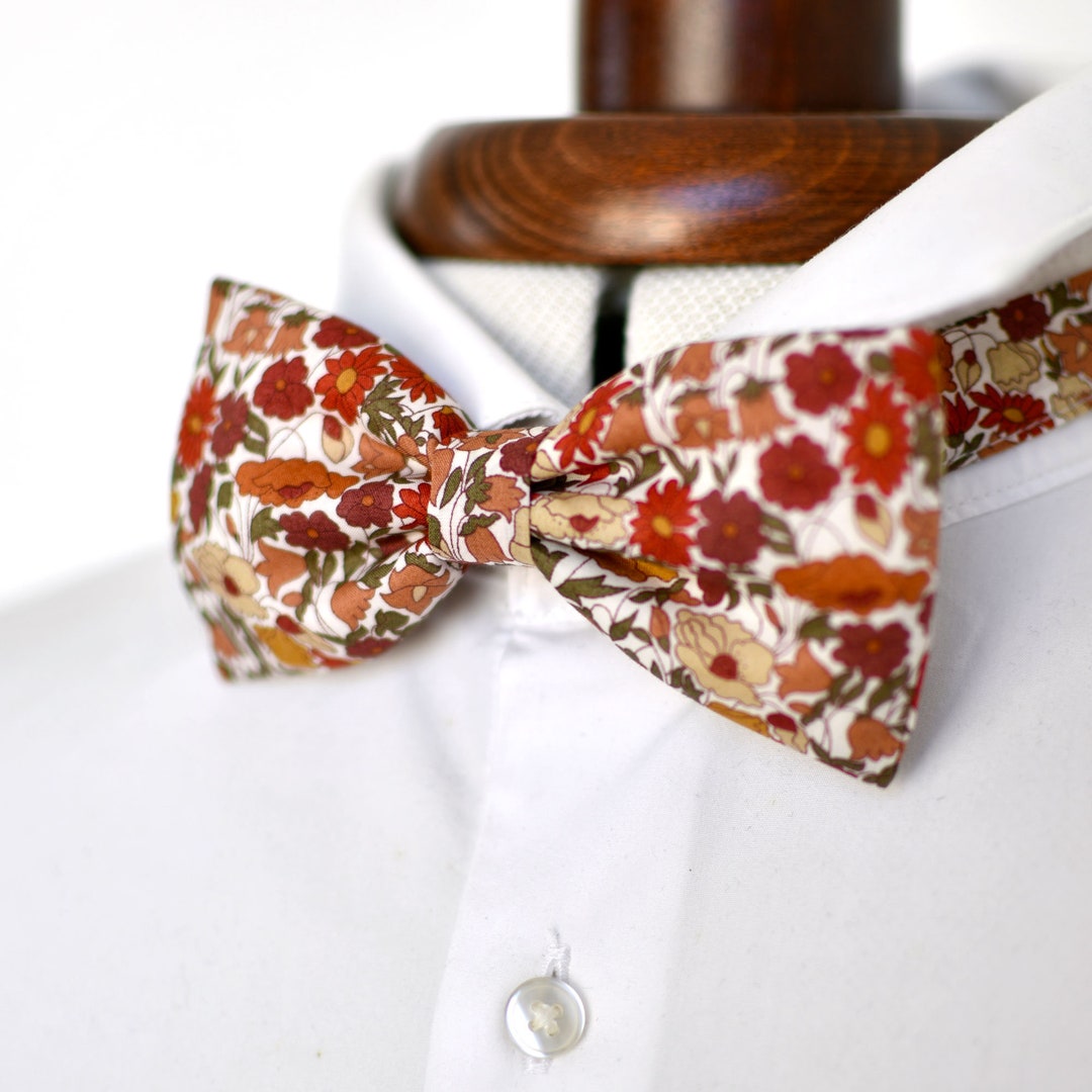 Liberty Poppy Forest Hazelnut Flower Bow Tie for Men, Children and ...