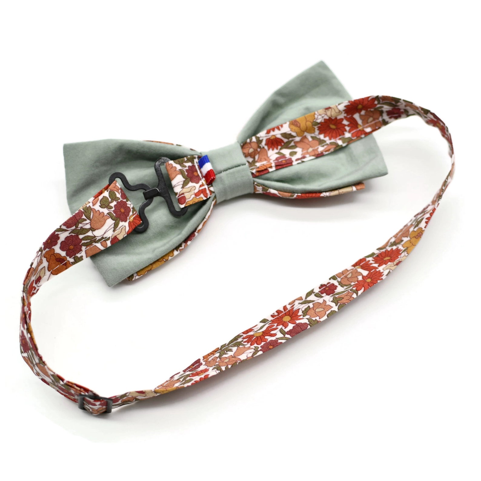 Liberty Poppy Forest Terracotta and Green Double Bow Tie - Etsy
