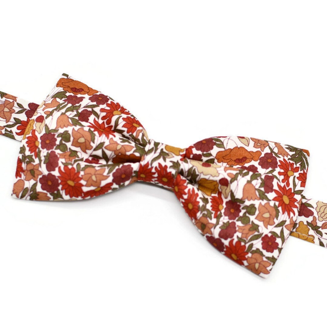 Liberty Poppy Forest Bow Tie With Hazelnut Flowers for Men, Children ...