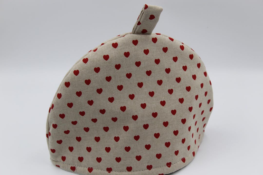 Handmade Tea Cosy, Cream and Red Hearts, Cream, Red, Kitchen, Tea ...