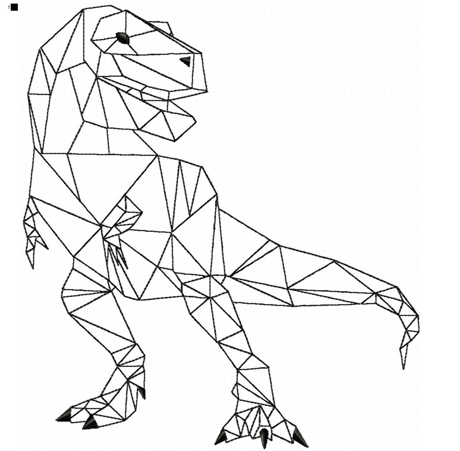 Dinosaur geometric figure embroidery design One line art | Etsy