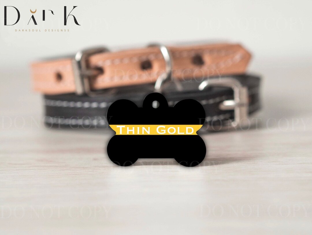 Thin Gold Line Pet ID Tag Dog Tags Cat Tags Multiple Shapes Metal Pet ...