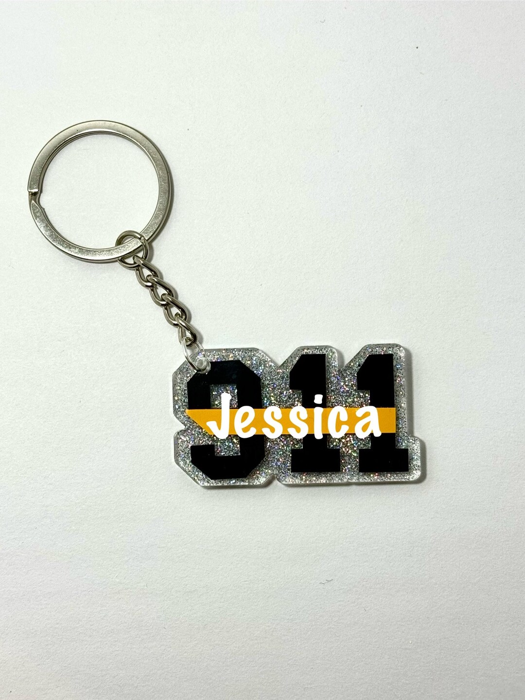 Gold Line 911 Keychain Keychains Dispatcher Customizable - Etsy
