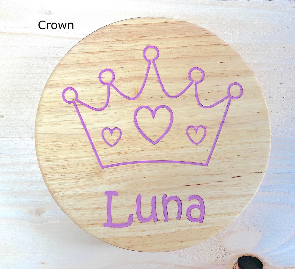 Personalised Stool, Wood Milk Stool, First Birthday, Wooden Stool ...