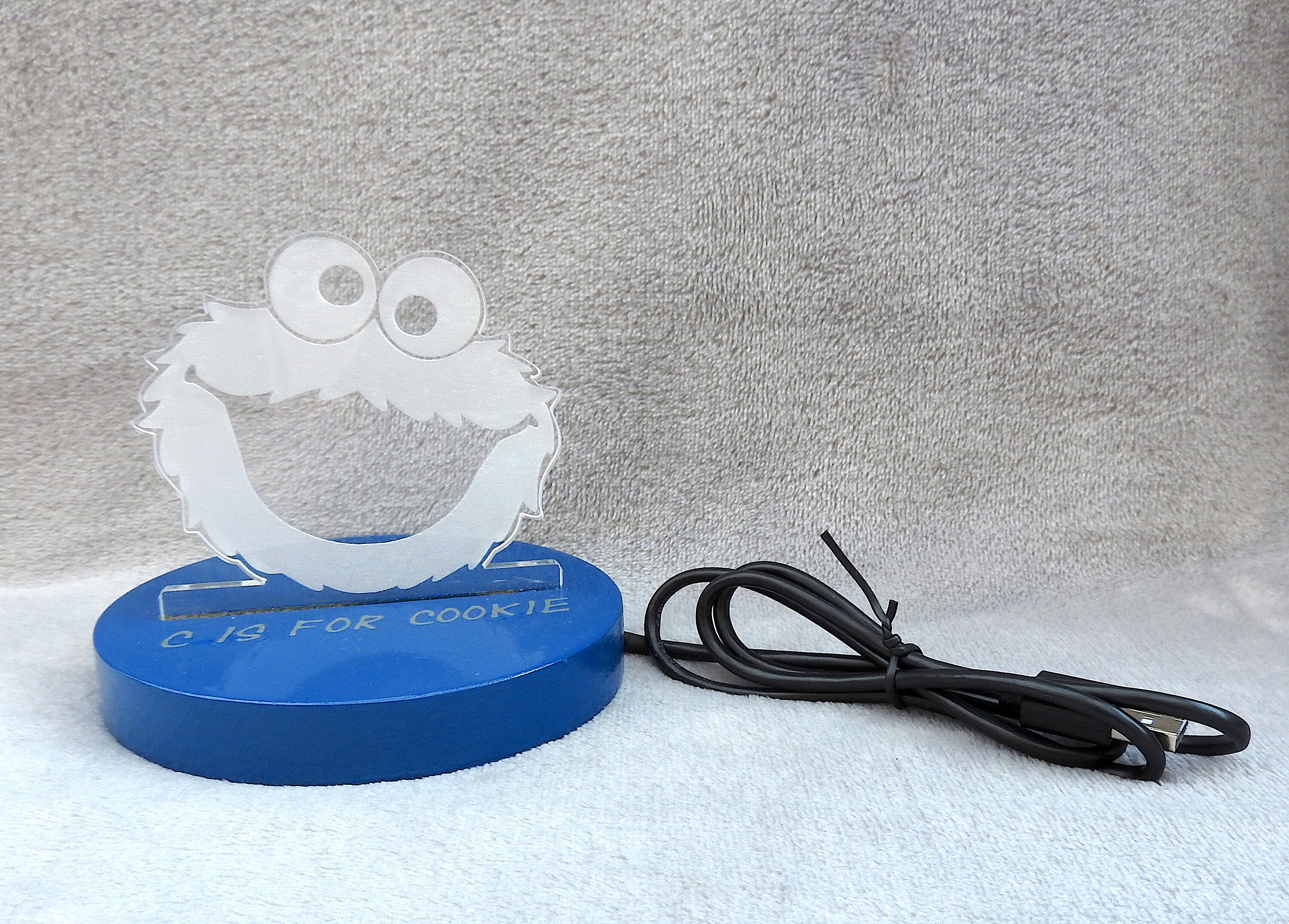 Night Light Bedside Table Lamp Cookie Monster Inspired - Etsy