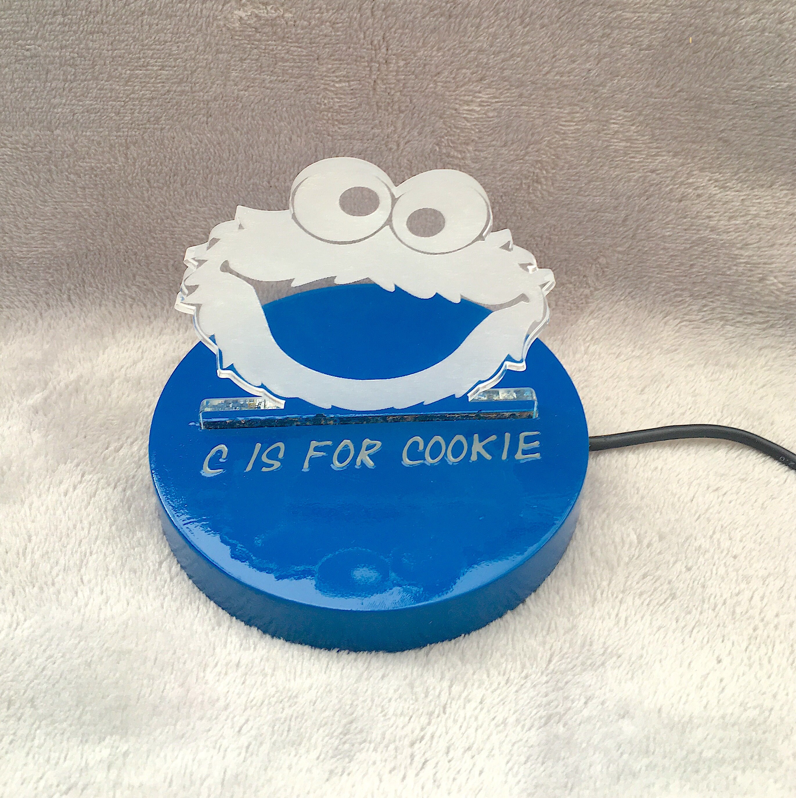 Night Light Bedside Table Lamp Cookie Monster Inspired - Etsy Nederland