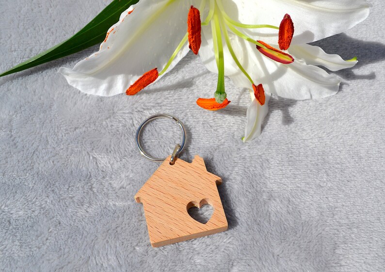 Home Keychain House Keychain Wood House Keyring Wood Home | Etsy