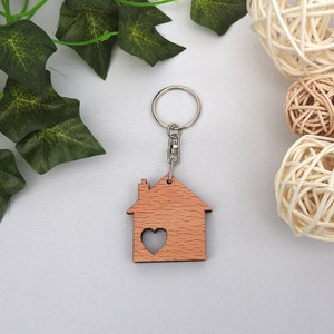 Home Keychain, House Keychain, Wood House Keyring, Wood Home Keyring ...