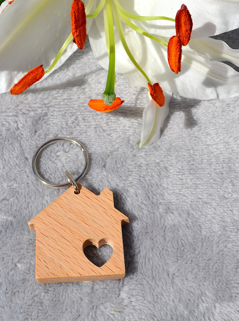 Home Keychain House Keychain Wood House Keyring Wood Home | Etsy