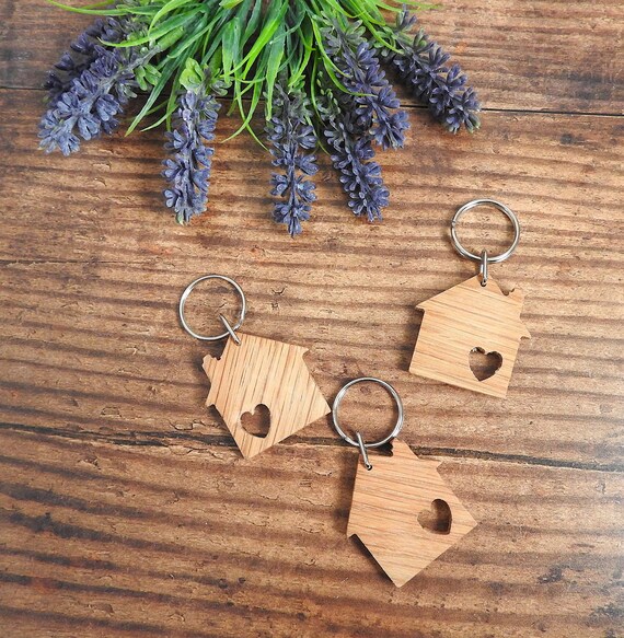 Home Keychain House Keychain Wood House Keyring Wood Home | Etsy