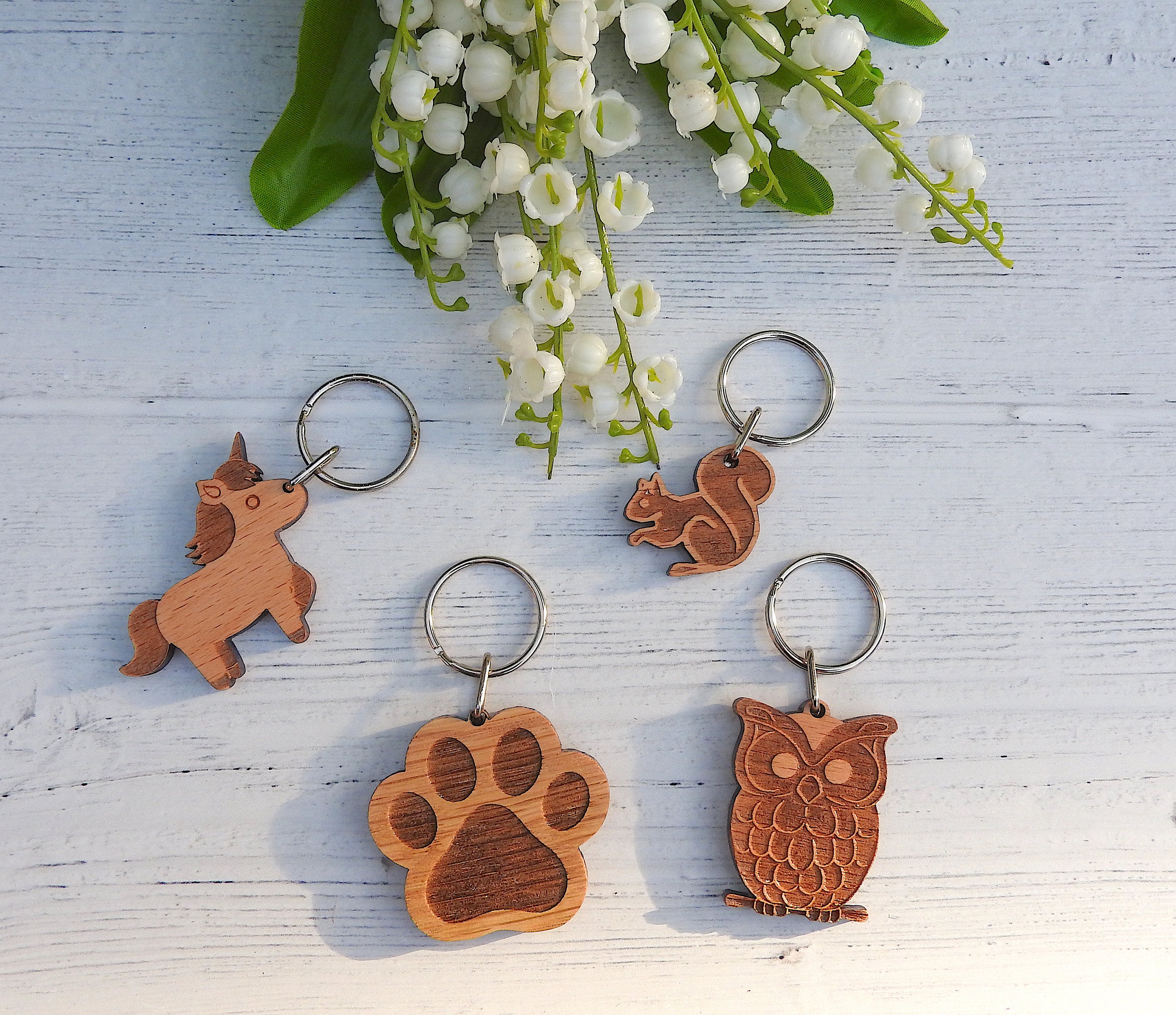 Squirrel Keyring Woodland Animals Wooden Squirrel Wildlife - Etsy UK