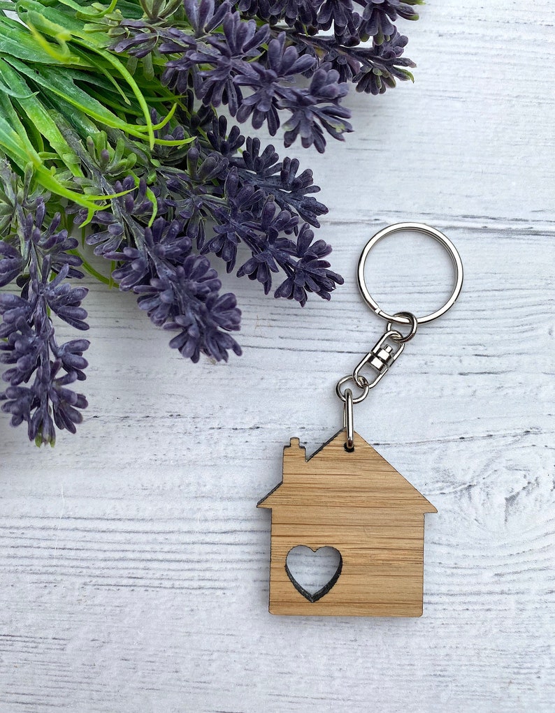 Home Keychain House Keychain Wood House Keyring Wood Home | Etsy