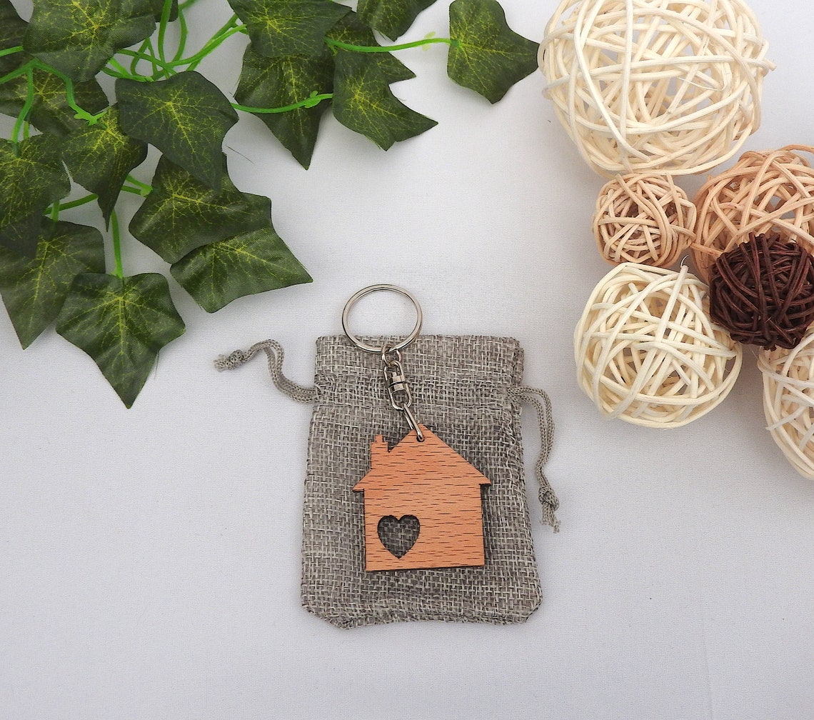 Home Keychain House Keychain Wood House Keyring Wood Home | Etsy