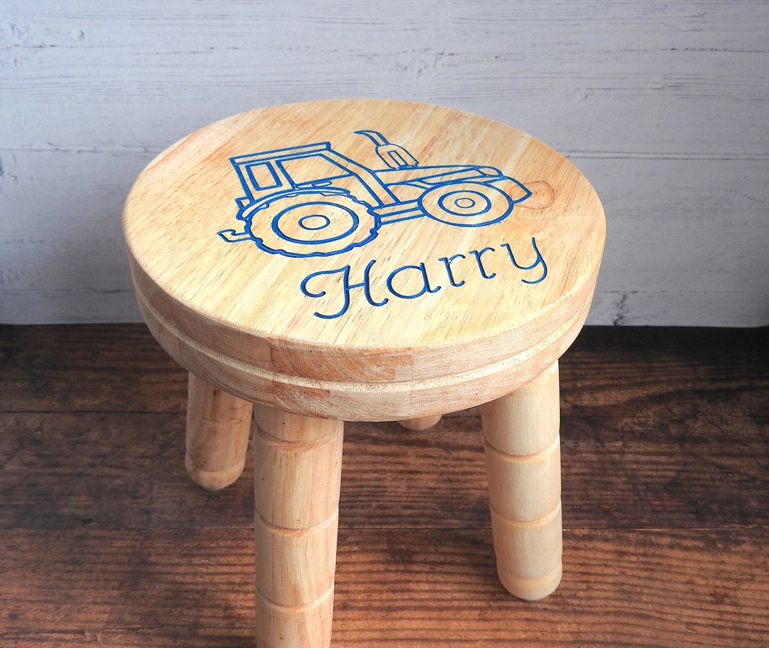 Personalised Stool, Wood Milk Stool, First Birthday, Wooden Stool ...