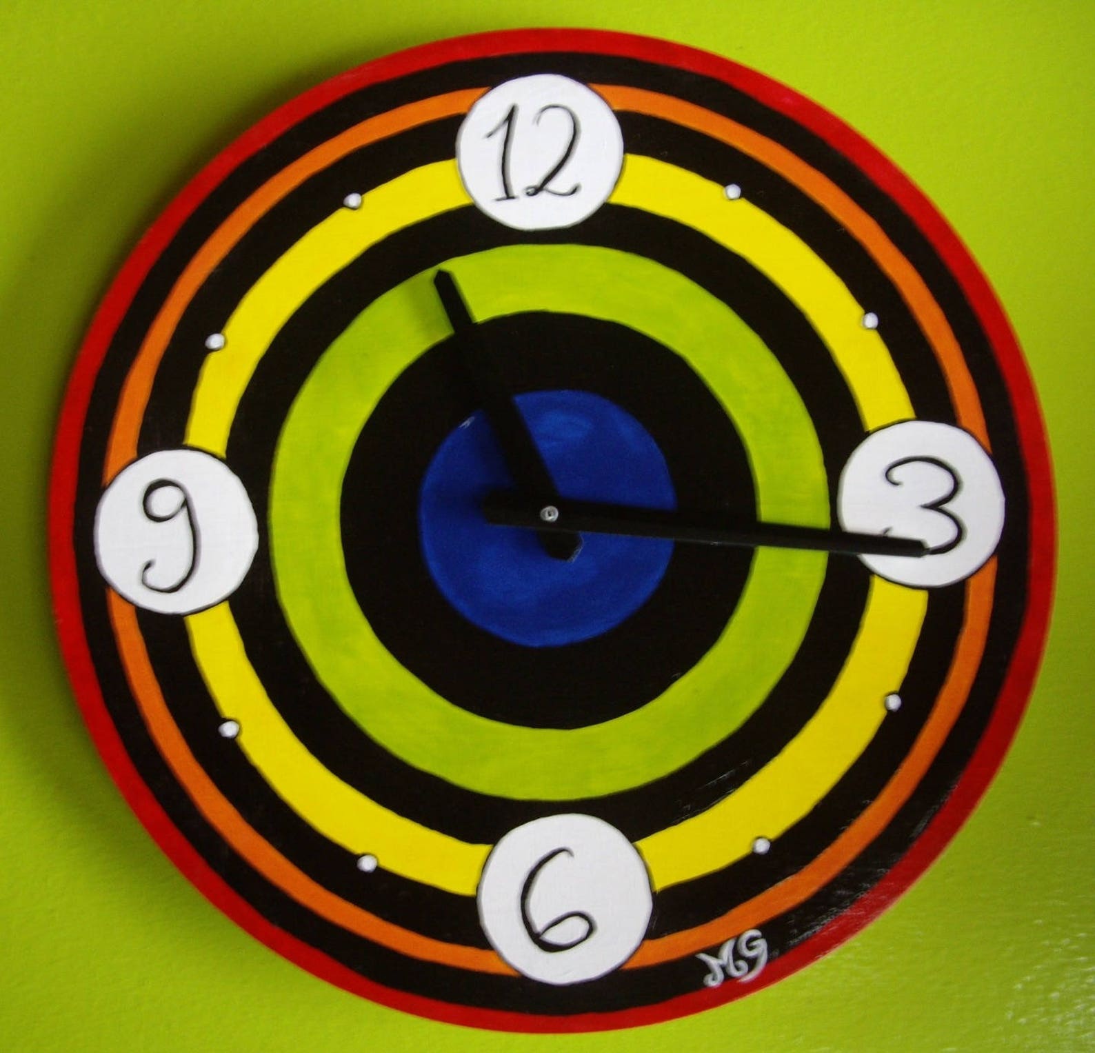 Horloge en bois multicolore cible peinte à la main - Etsy France