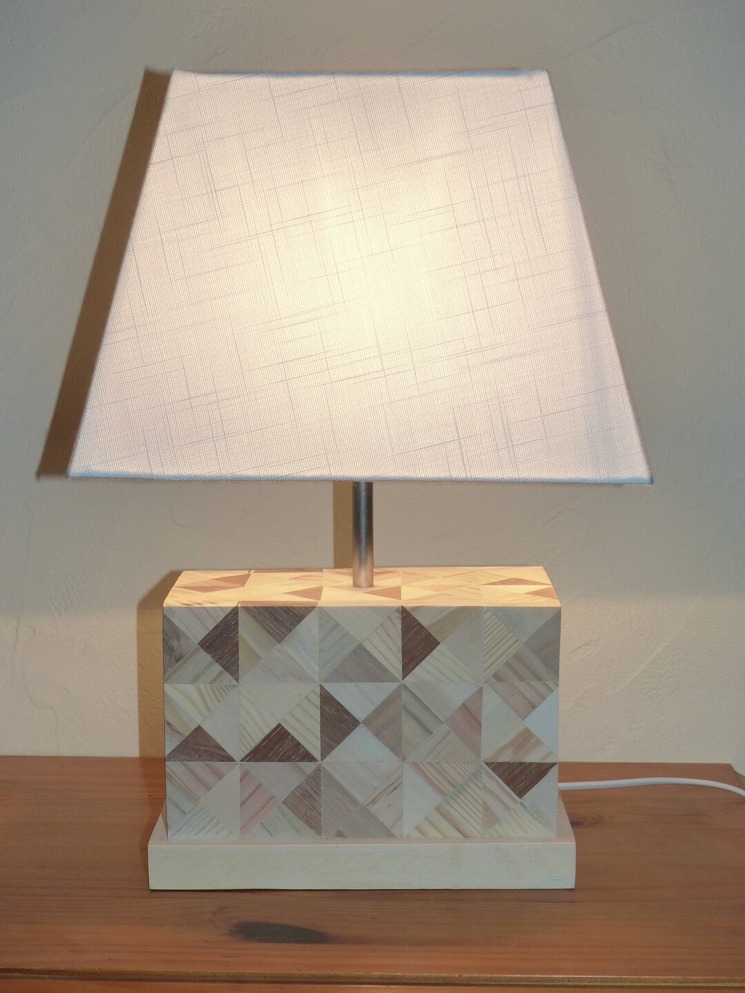 Table Lamp Modern, Rectangular, With Reclaimed Wood, Height 44 Cm ...