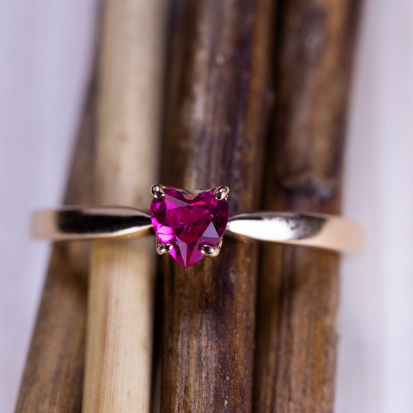 Ruby Heart Ring - Etsy
