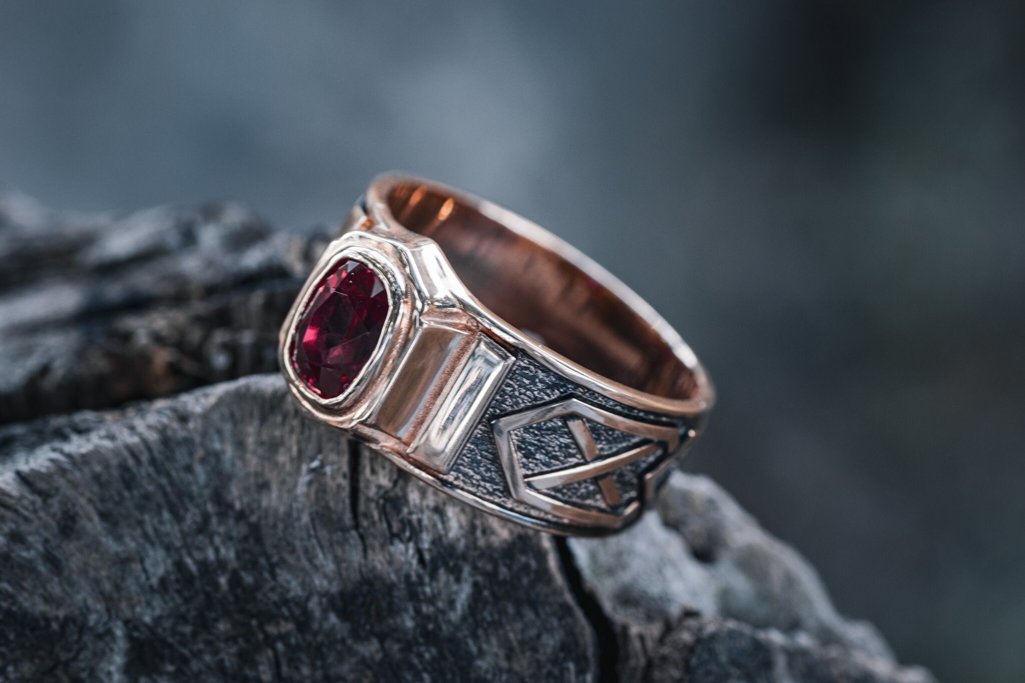 Mens Ruby Signet Ring, Hanmade 14k Solid Gold Jewelry, Fathers Day Gift ...