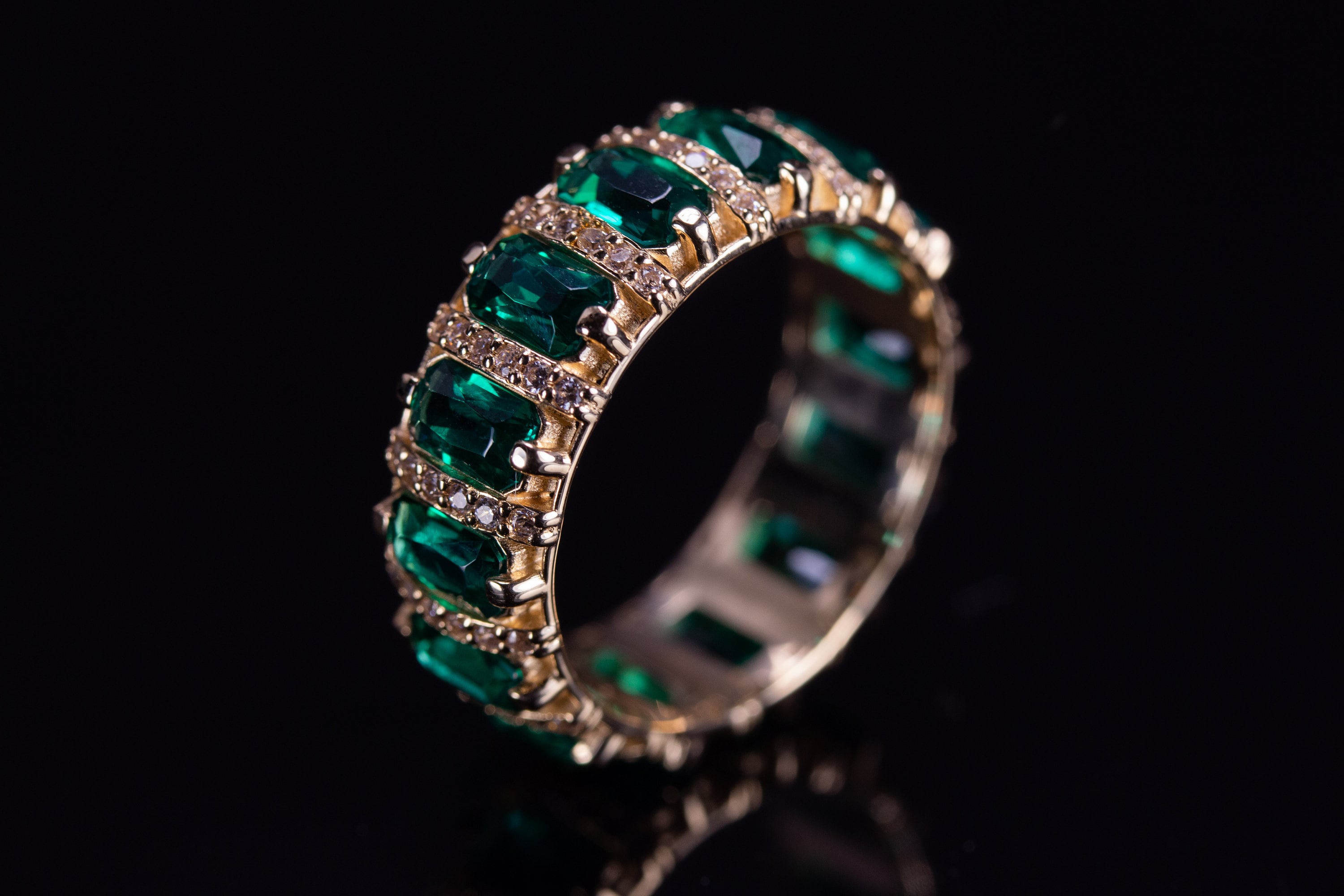14k Unique Emerald Ring Genuine Emerald Ring 14k Emerald - Etsy