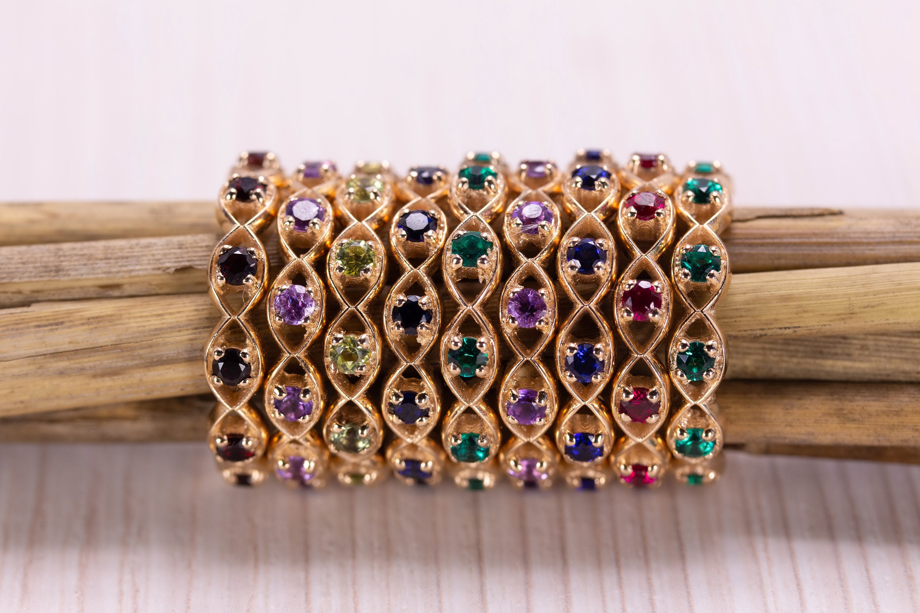 14K Solid Gold Ruby Ring Gold Stackable Ring Ruby Eternity | Etsy