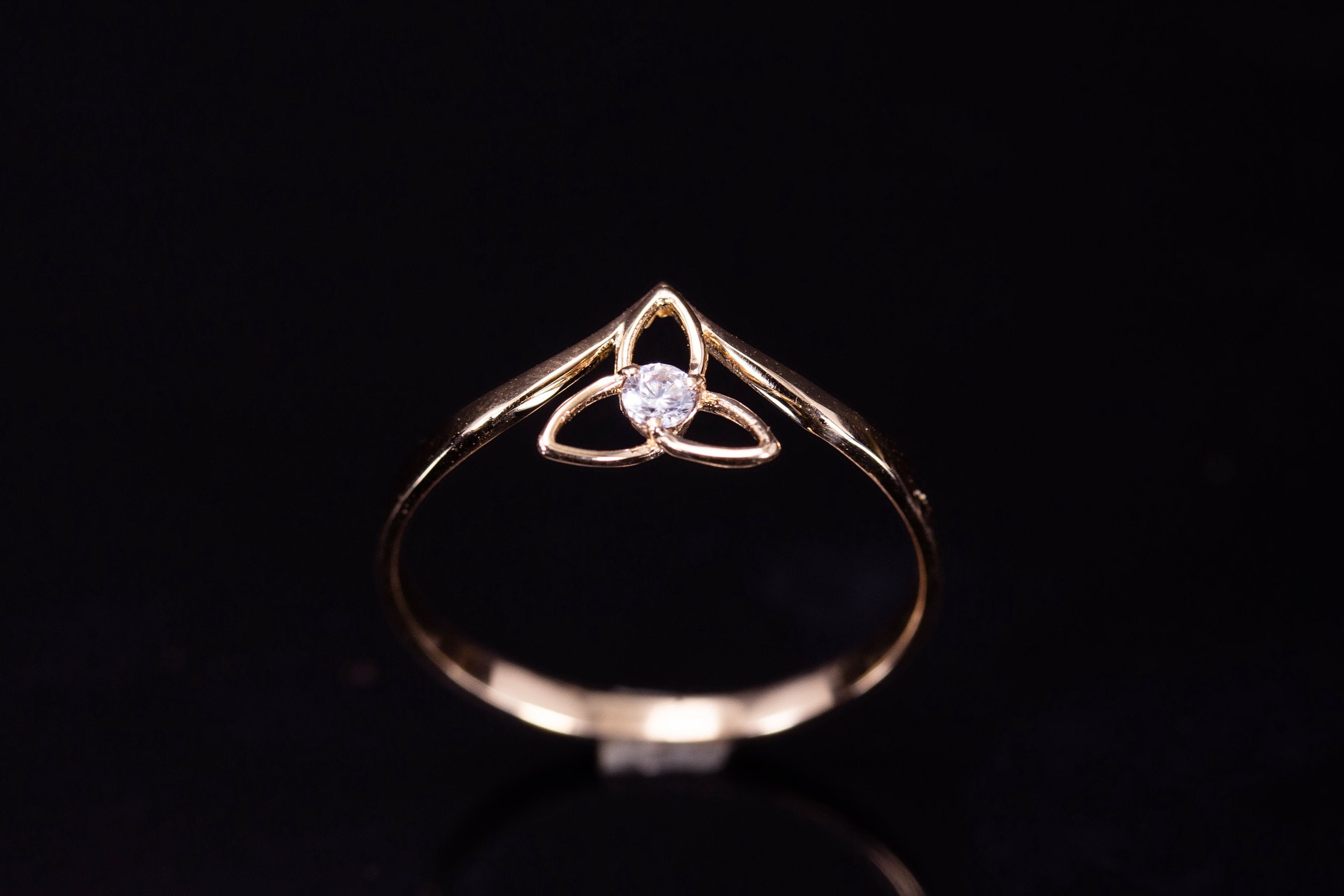 Celtic Trinity Knot Diamond Ring/ Gold Diamond Irish Ring/ - Etsy