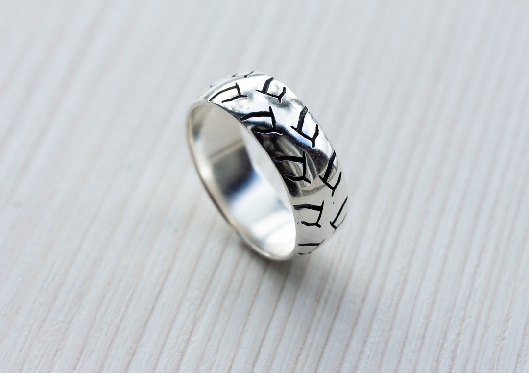 Motorcycle Tire Ring: Blackened Sterling Silver Band - Etsy